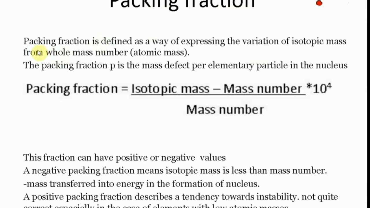 Packing fraction-Nuclear Chemistry - YouTube