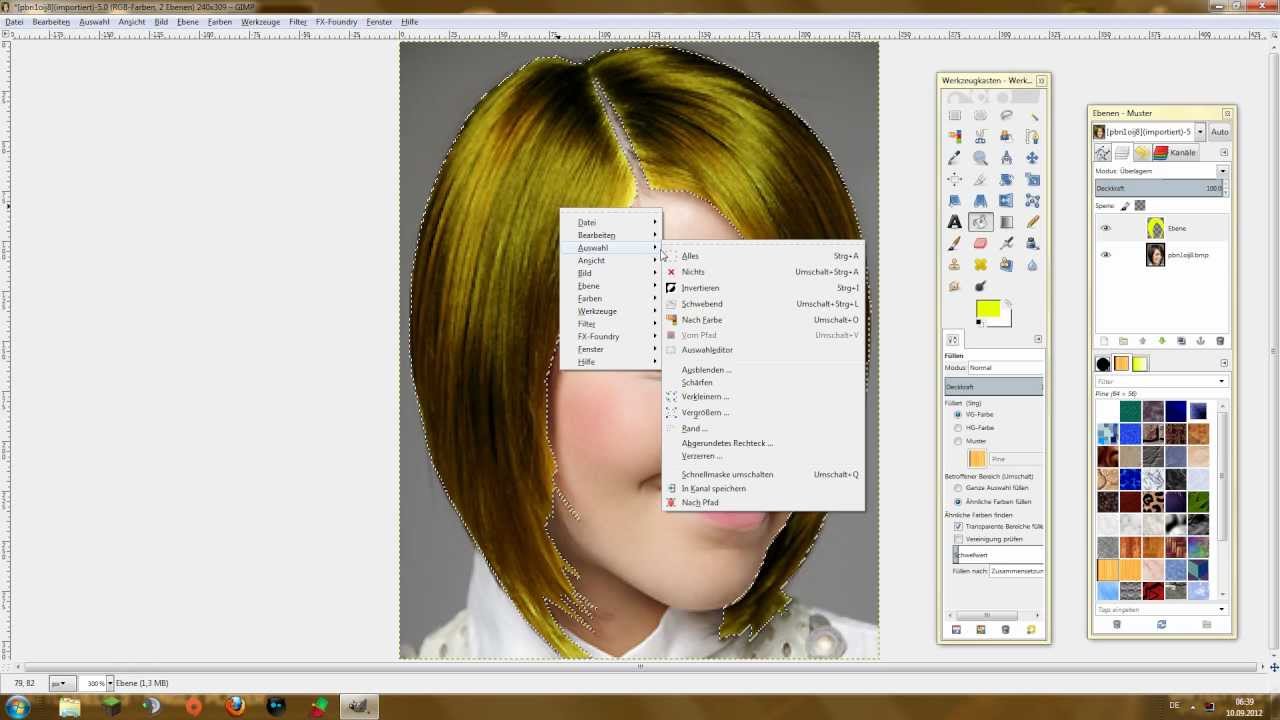 Let`s Tutorial Gimp #5:Haare Färben [HD+GERMAN] - YouTube