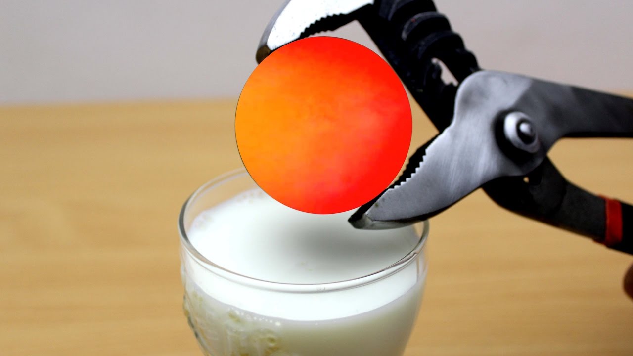 EXPERIMENT Glowing 1000 degree METAL BALL vs MILK - YouTube