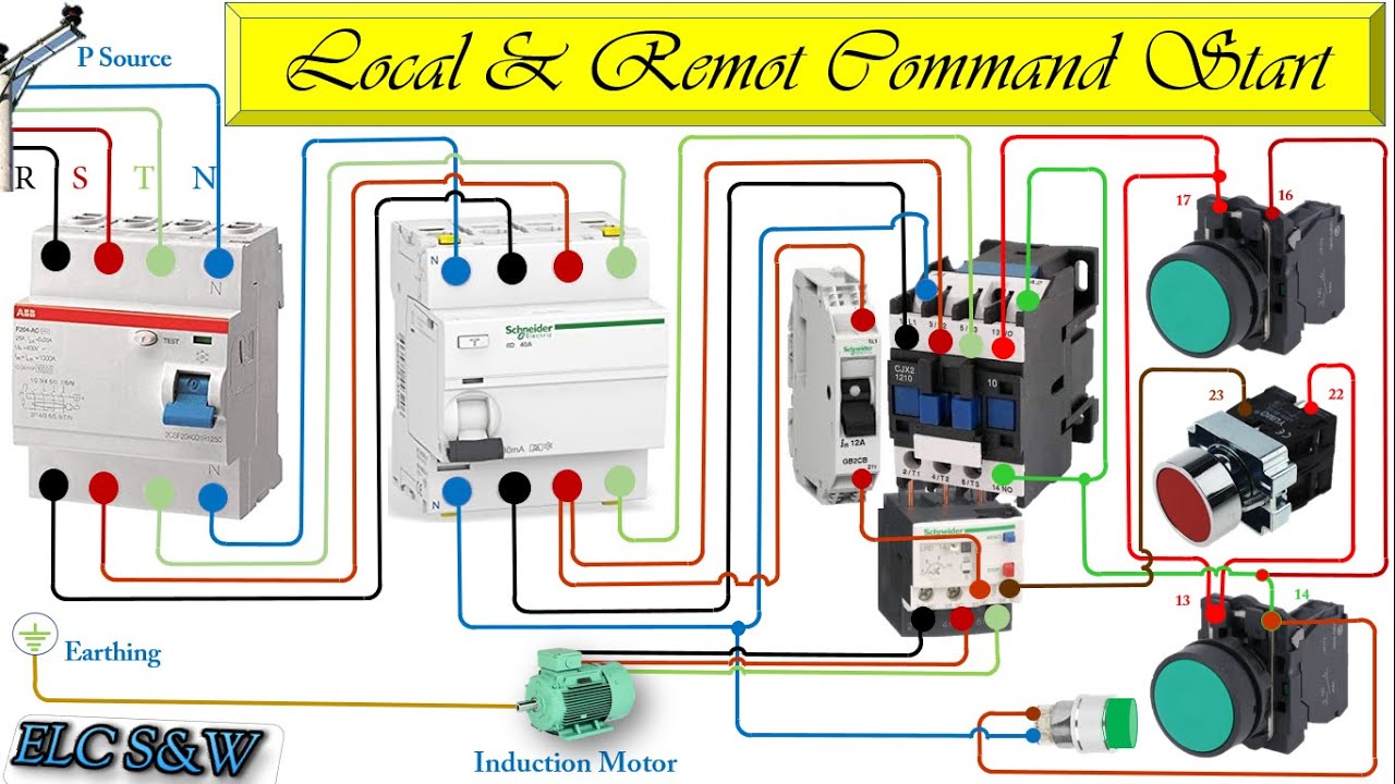 Direct starting with local and remote control three phase motor ...
