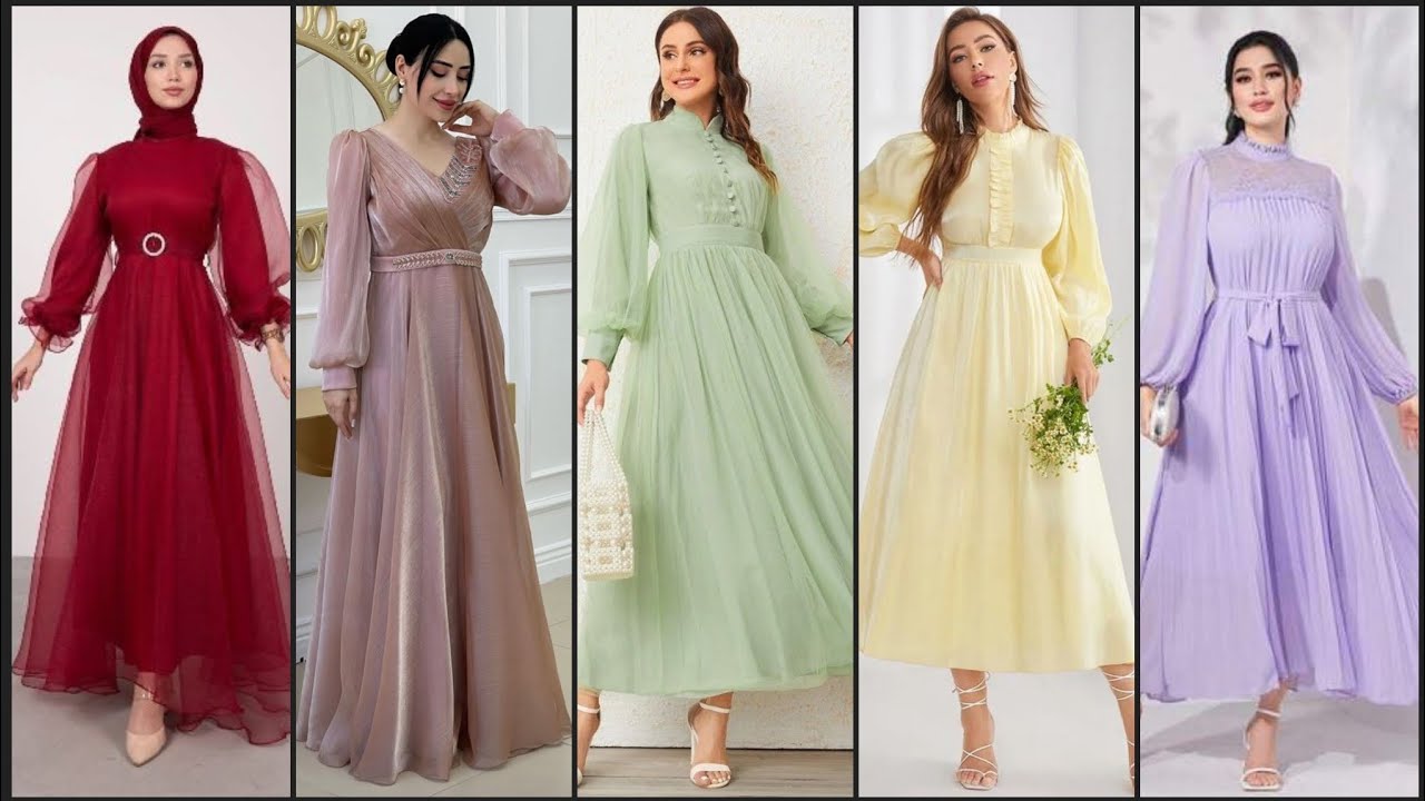 Puff Sleeve Designs With Long Maxi/ Long Frock Designs/ Organza maxi ...