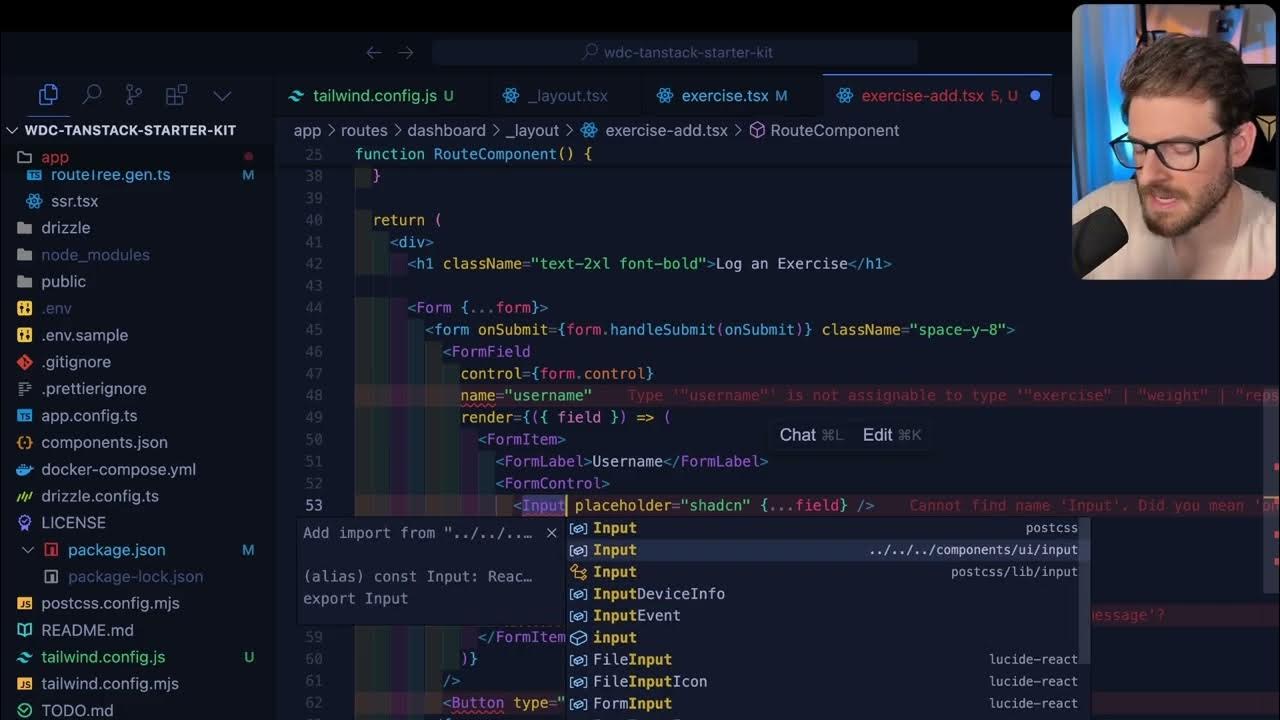 Coding the add exercise feature in my app (TanStack Start, ShadCN, Drizzle, Postgres) - YouTube