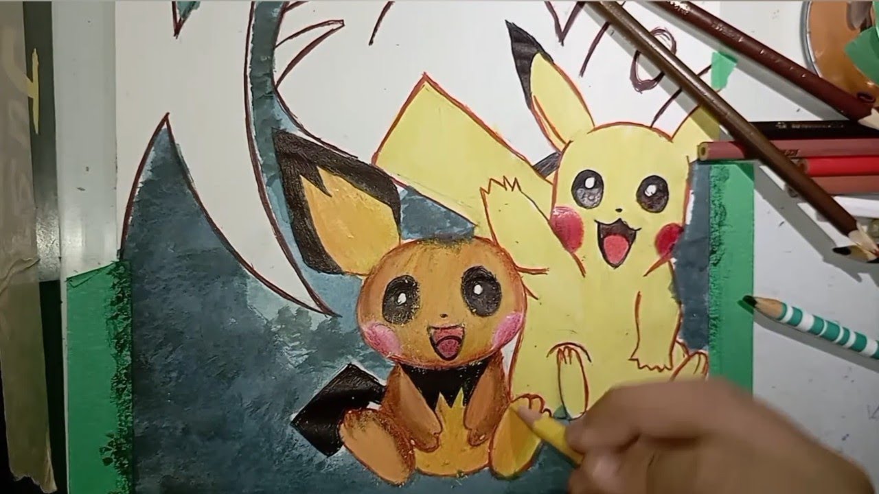 Speed drawing Pikachu evolution (time lapse) - YouTube