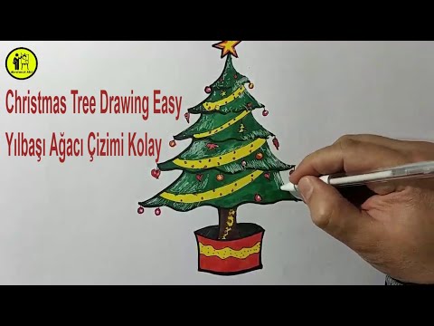 YILBAŞI AĞACI NASIL ÇİZİLİR/NOEL ÇAM AĞACI RESMİ/YILBAŞI ÇAMI BOAYAMA