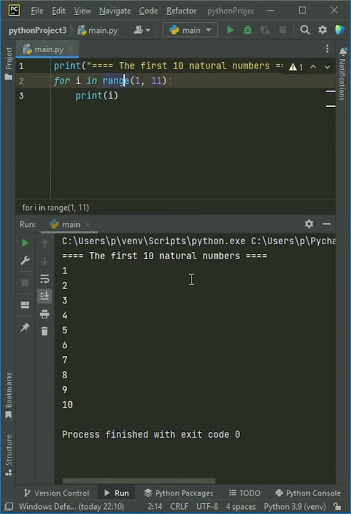 Python Program To Print First 10 Natural Numbers Python Shorts Pythonprojects Python3