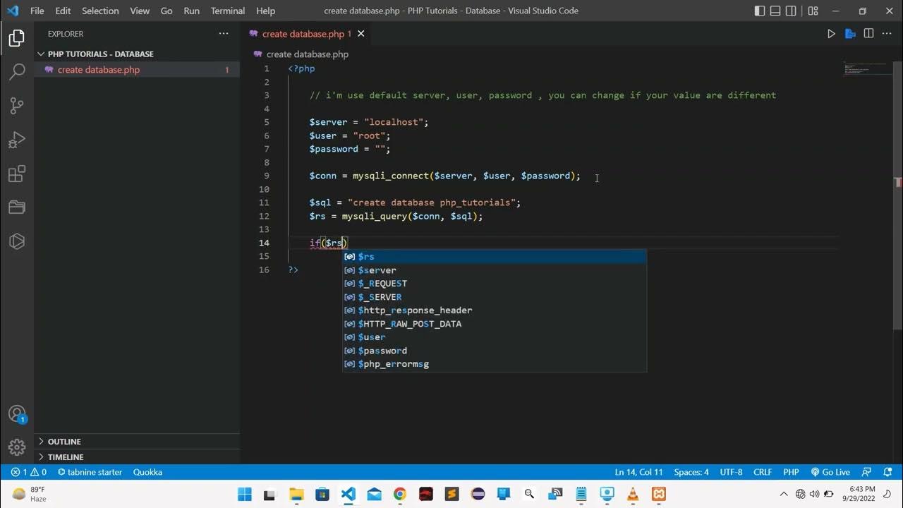 Creating a Database in MySQL using PHP 720p and 1080p full HD video ...