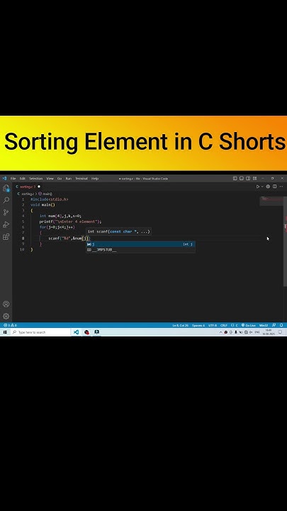 Sorting Element In C Short Sameercoding Youtube