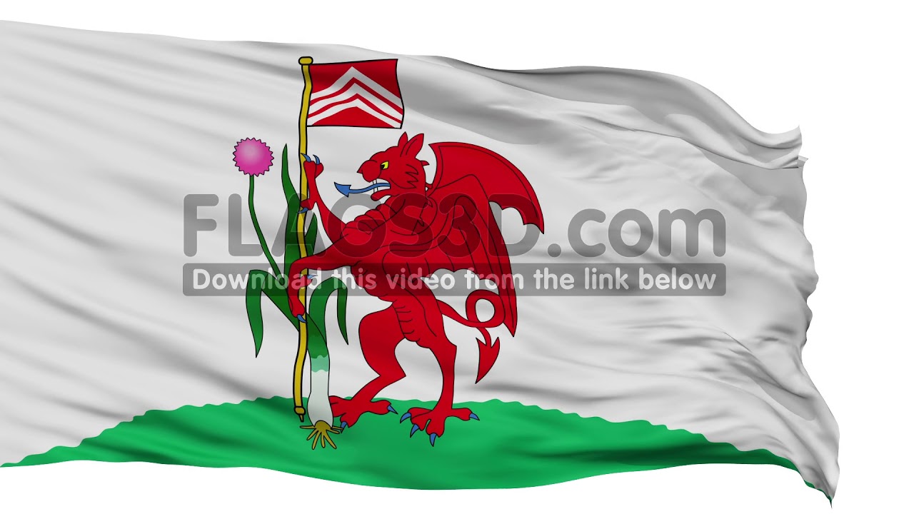 Isolated Cardiff city flag, UK - YouTube