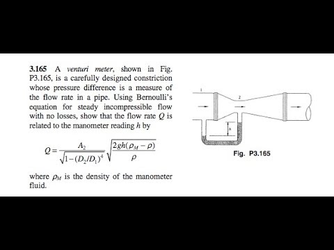 Venturi meter calculation - YouTube