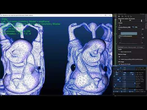 Wireframe comparison with Geometry Shader vs Double pass rendering using OpenGL 4.5.0 core C++ ...
