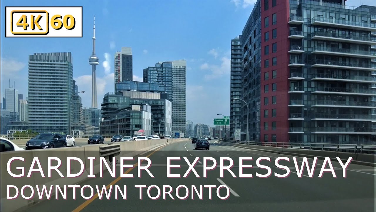 🚗 Drive Through Downtown Toronto, Ontario on the Gardiner Expressway ...
