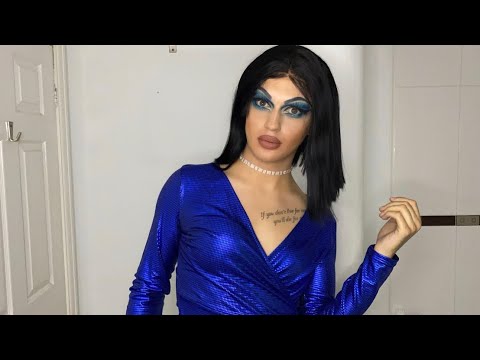 Drag Queen Makeup Tutorial - Blue Glitter - YouTube