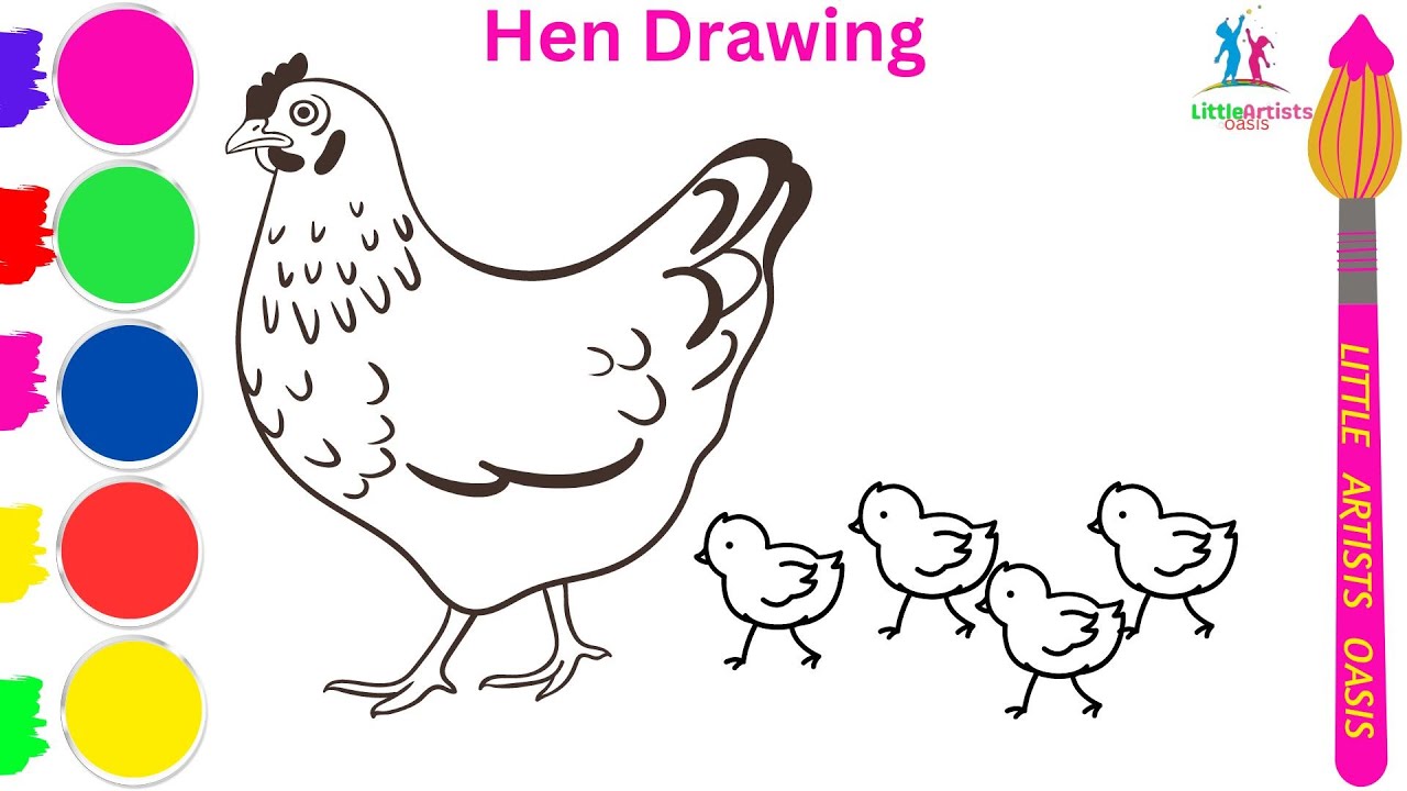 How to Draw Hen easy for Beginners | Cute Hen Drawing with Step by Step ...