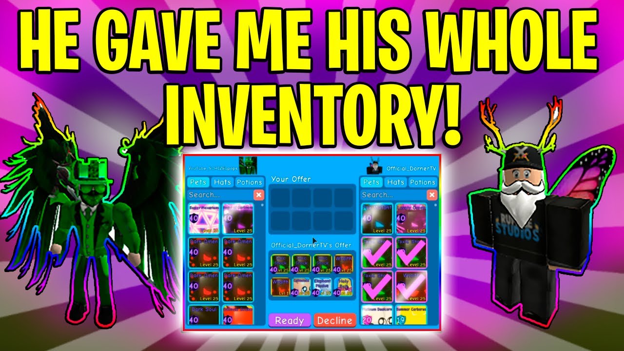 😱 OMG DORNERTV GAVE ME HIS WHOLE INVENTORY! 😱 ROBLOX BUBBLE GUM ...