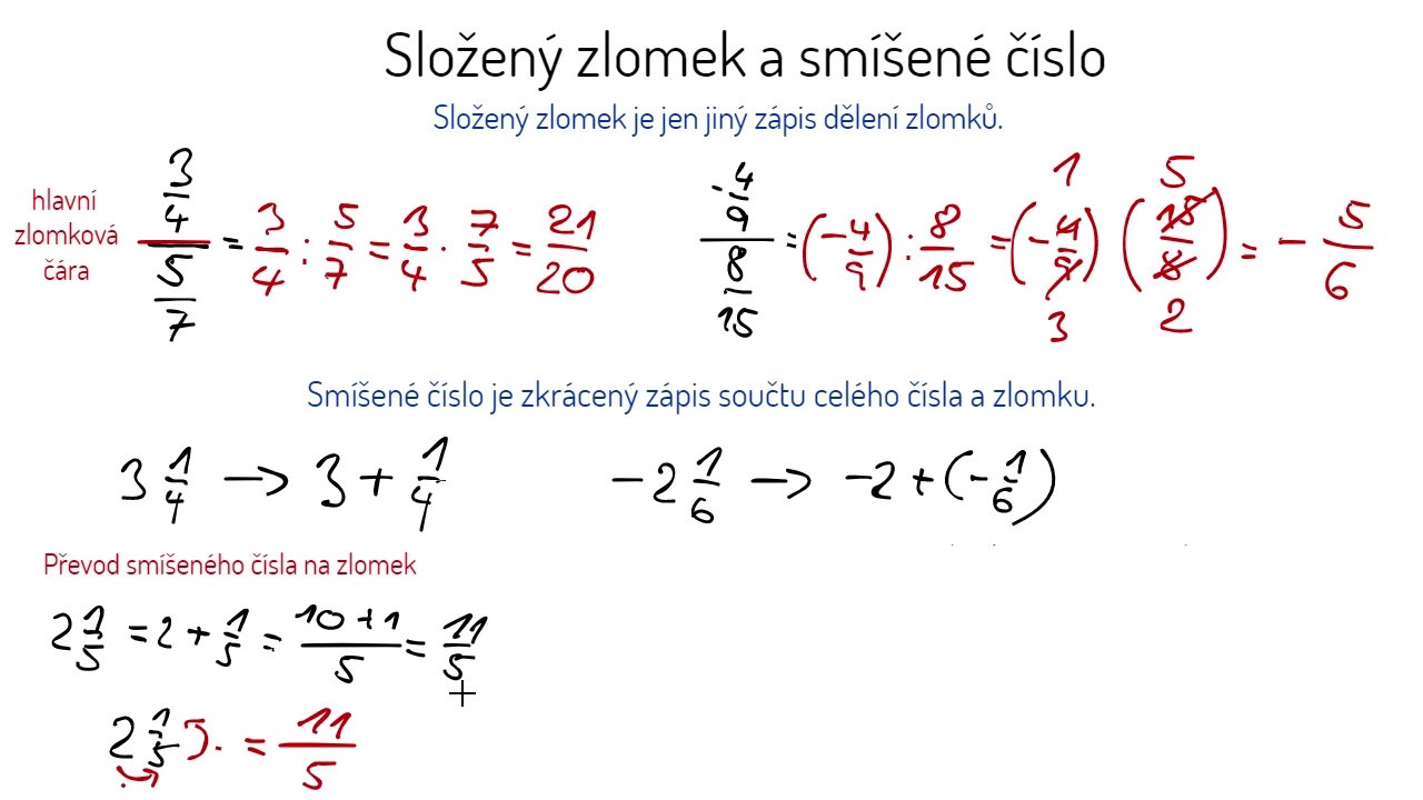 Složený zlomek a smíšené číslo - YouTube