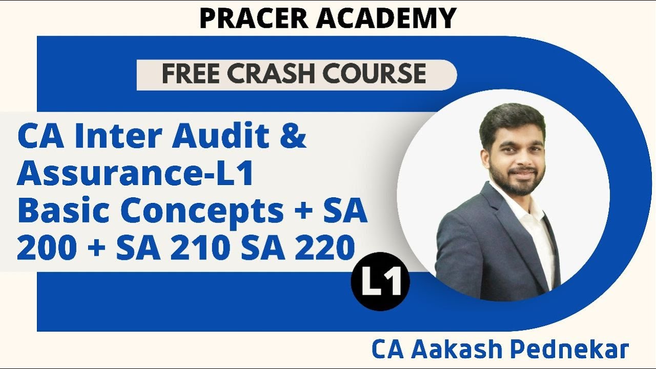 PRACER FREE CA INTER AUDIT CRASH COURSE | L1 | BASIC CONCEPTS + SA 200 ...
