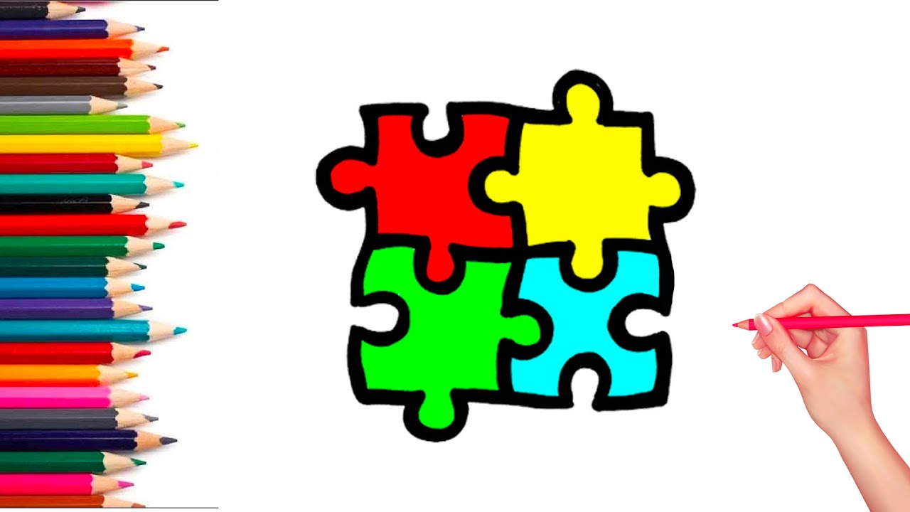 How to draw puzzle easy drawing for k ids | Painting, Coloring for Kids ...