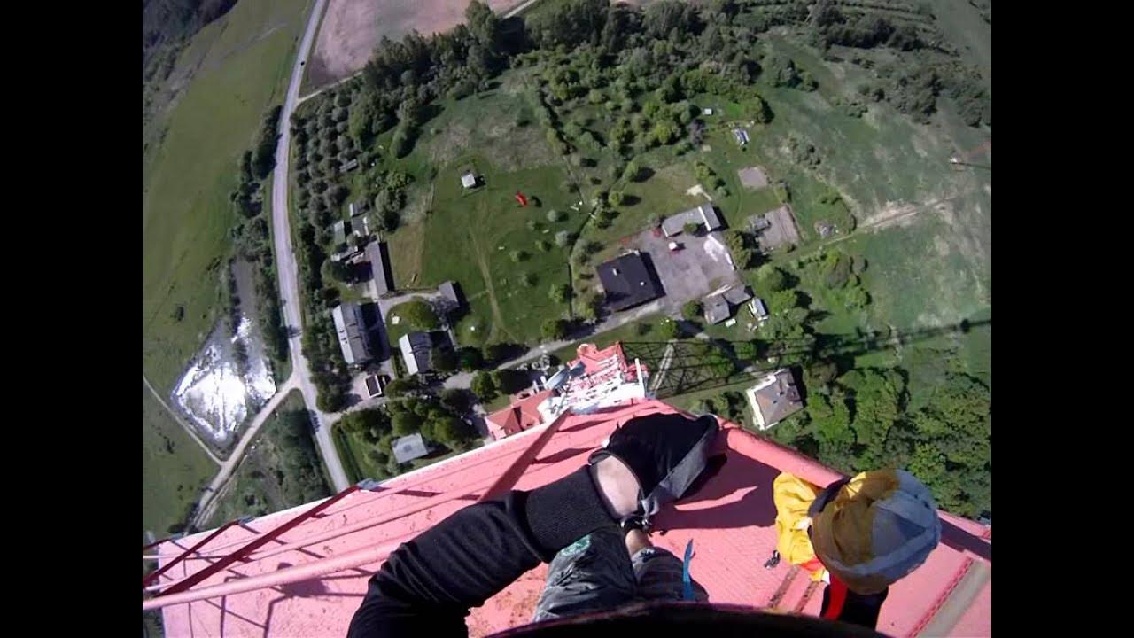 Kuldigas TV Tower BASE Jump - YouTube