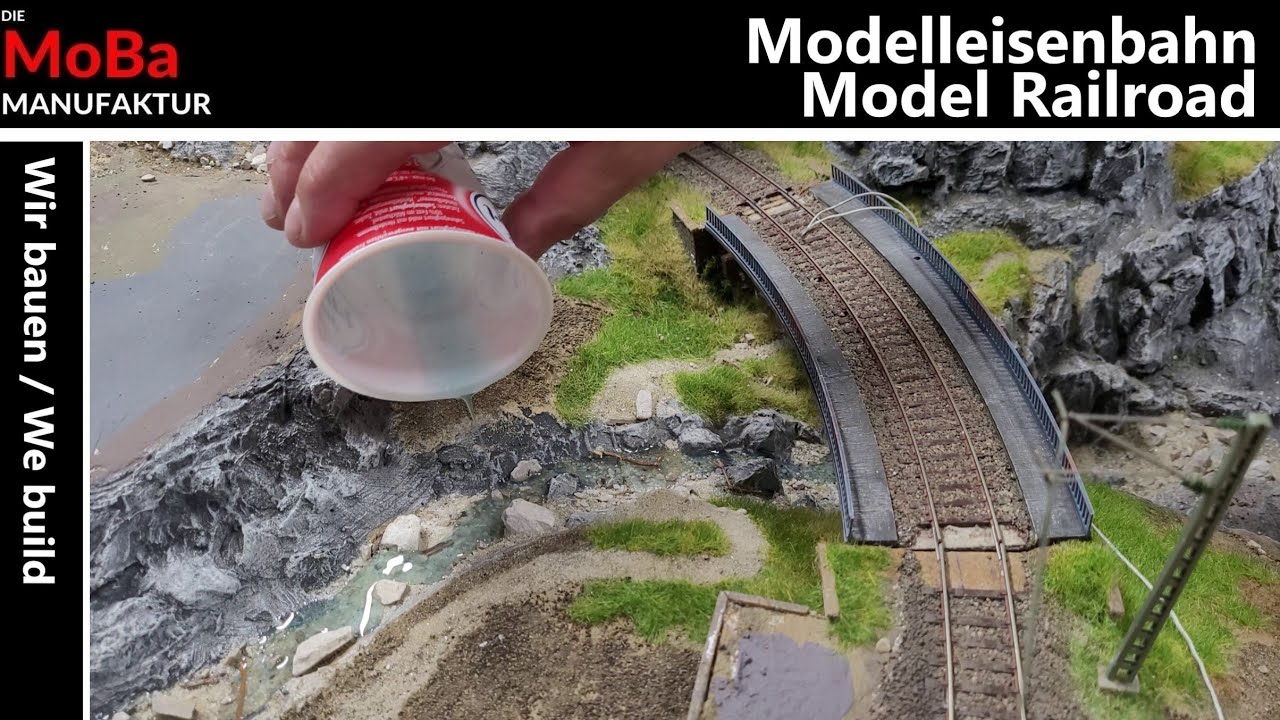 Modelleisenbahn H0 - WIR BAUEN einen Bach mit 2K Modellwasser Bachbett ...