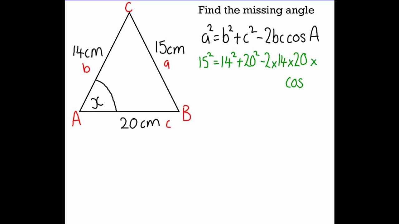 Cosine Rule Finding A Missing Angle YouTube
