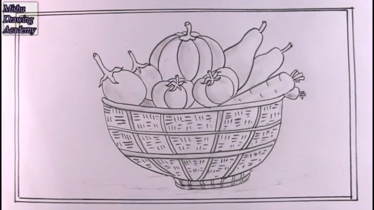How TO Draw Vegetables/Draw Vegetable Busket Easy - YouTube