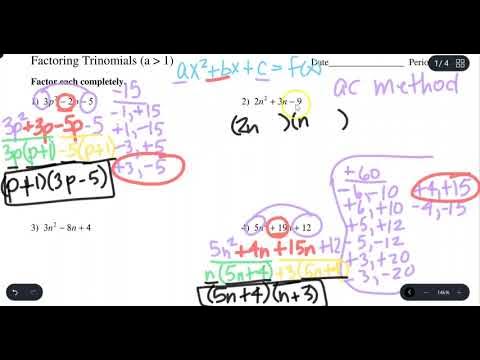 Factoring Trinomials (a greater than 1) Using the ac Method - YouTube