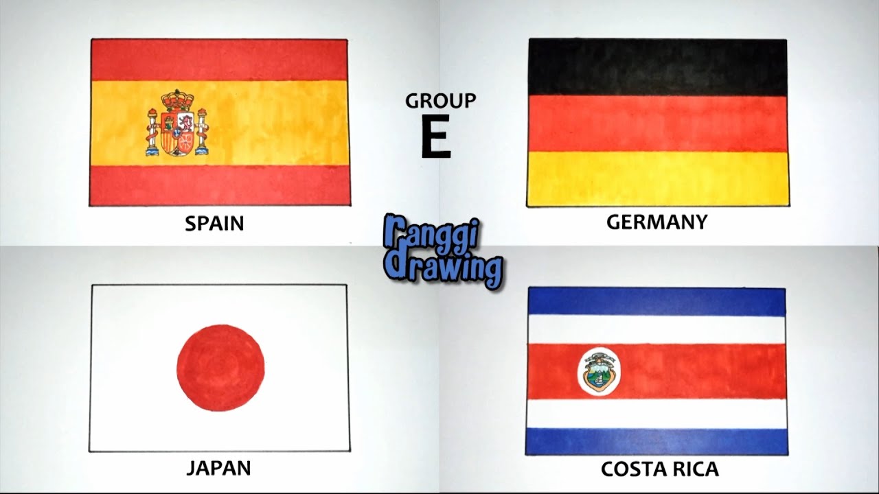 How to Draw Group E Country Flags - FIFA World Cup Qatar 2022 - YouTube