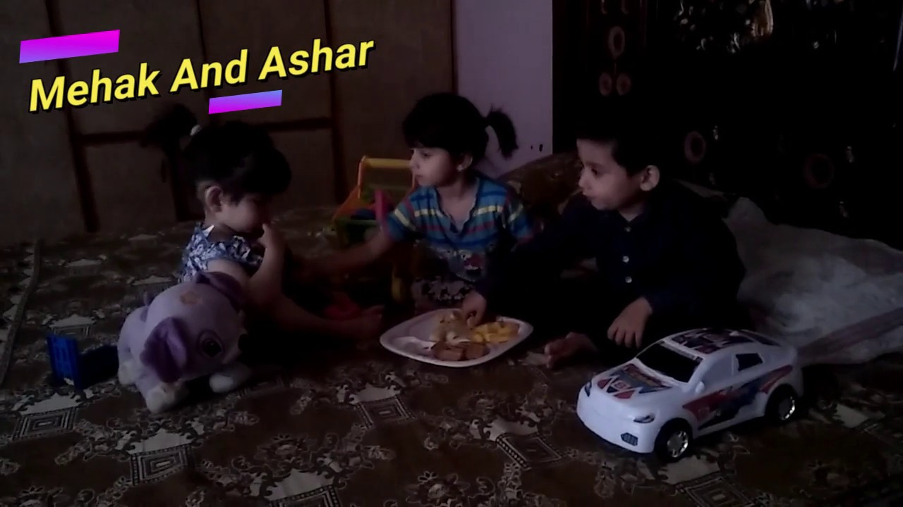Mehak And Ashar Enjoying Food And Watching Cartoon Movie - YouTube