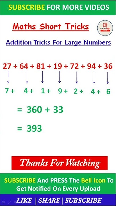 5 Seconds Trick - Addition Tricks For Large Numbers | Basic Maths Addition Easy Trick #Shorts # ...