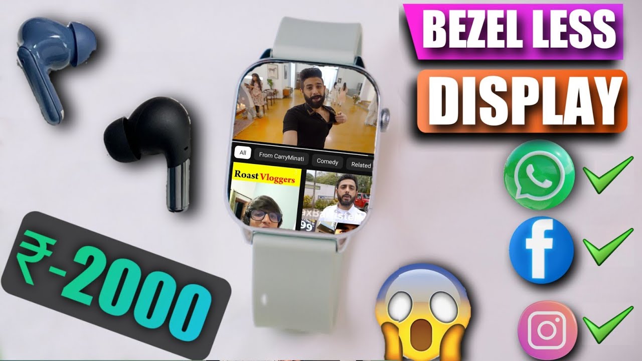 Top 5 *BIGGEST* bezel-less amoled display smart watch Under 2000 😍 ...
