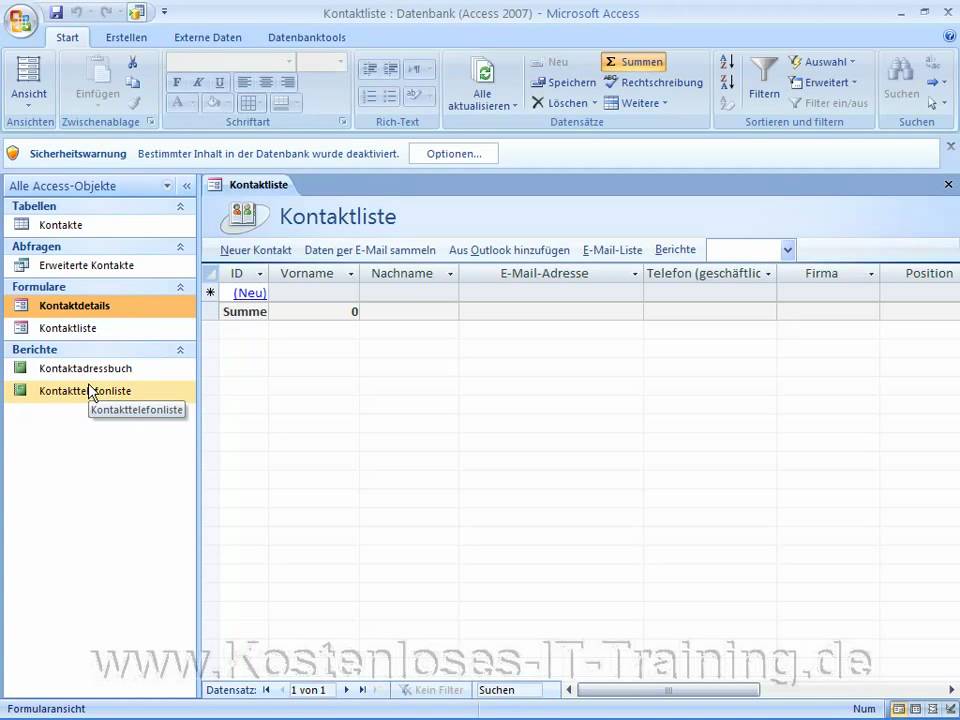 Access 2007 Der Navigationsbereich - YouTube