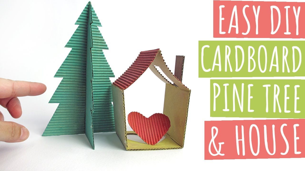 Easy DIY Cardboard Pine Tree and House | Paper Crafts | Home Decoration ...