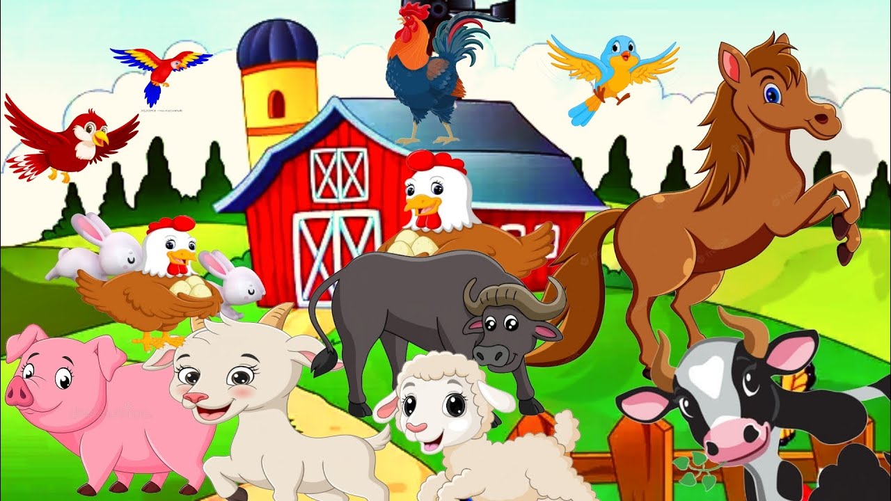 Learn Domestic Animal Name And Sound. With Cartoon Animation Video For ...