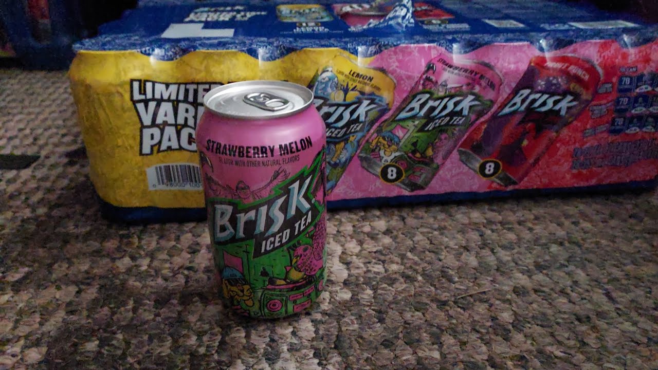 Brisk Strawberry Melon Iced Tea 12 FL OZ Can Sip N Review - YouTube