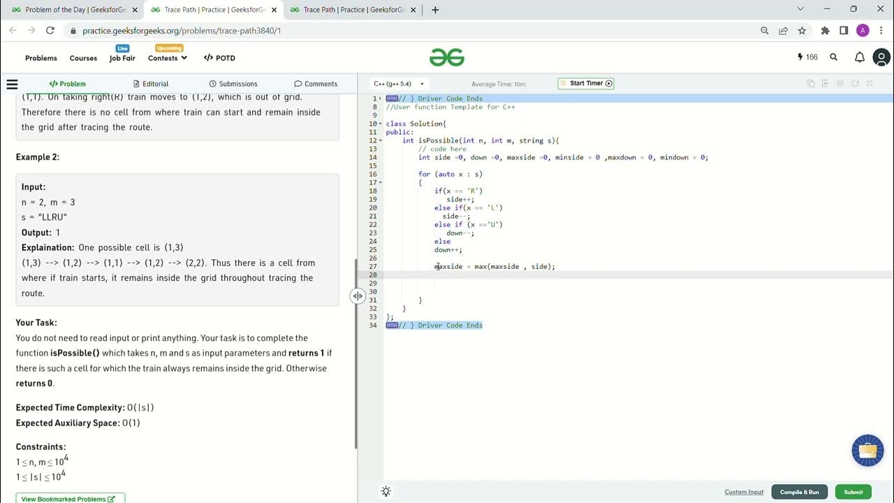 Trace Path | gfg potd | c++ | matrix | data structure #gfgdailychallenges #gfgstreek - YouTube