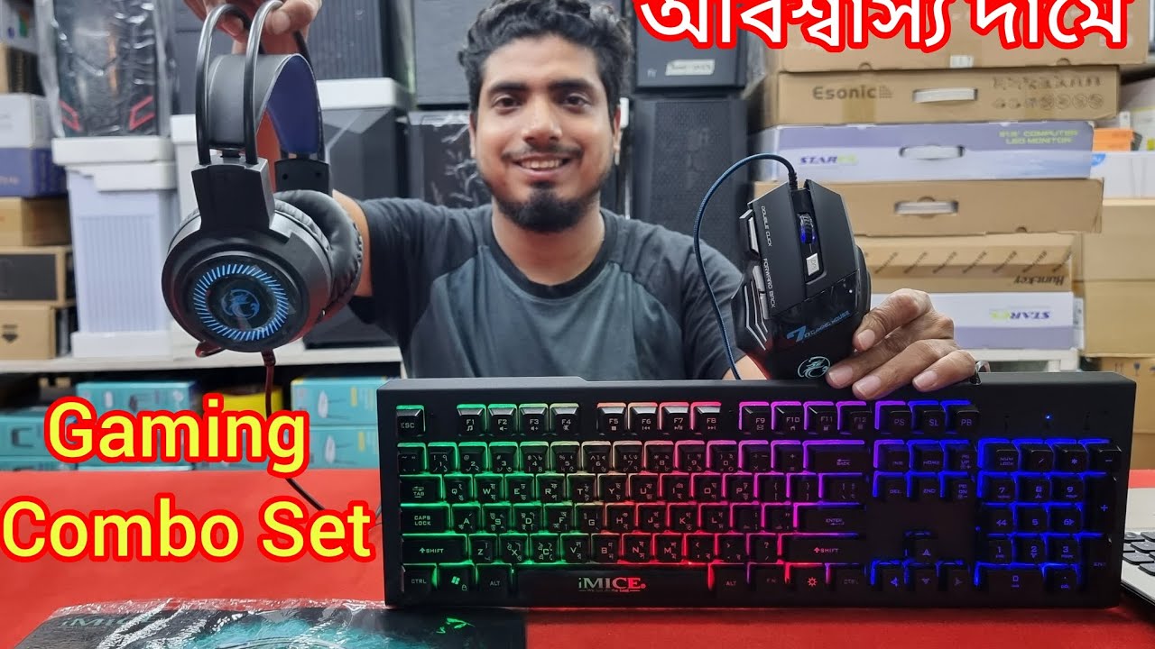 Gaming Keyboard Mouse Headphone Review || IMICE GK 480 4 In 1 Gaming ...
