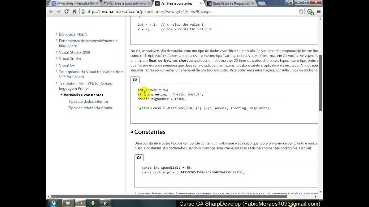 C# SharpDevelop - Aula 006 - Tipos de dados - YouTube