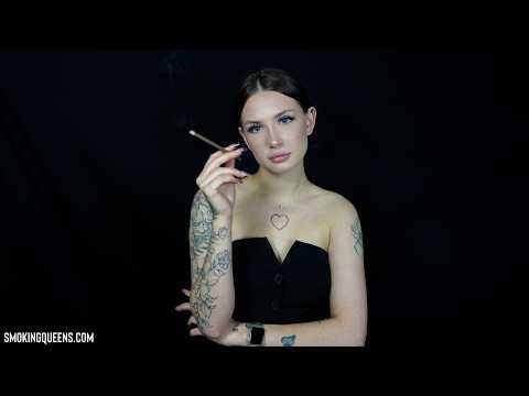 [3] Lesya is smoking brown More 120s cigarette, flicking ash onto the floor | 4K Resolution