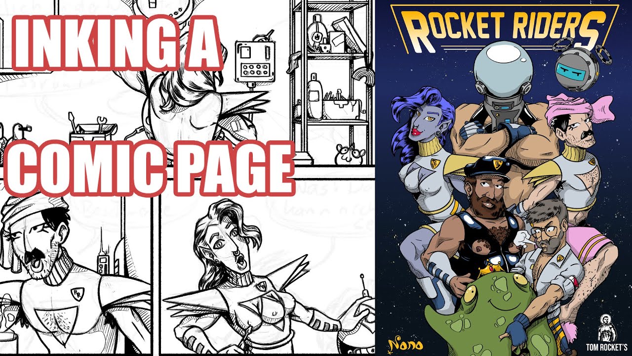 Inking a Comic Page - YouTube