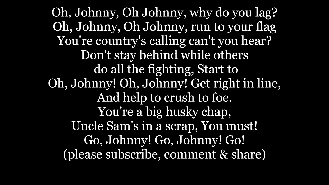 Oh Johnny Oh Johnny World War I patriotic version 1917 Lyrics Words ...