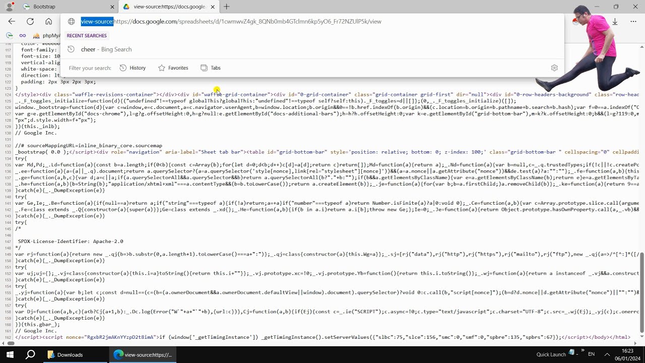 Input prefix "view-source:" + URL to view source code of any webpages ...