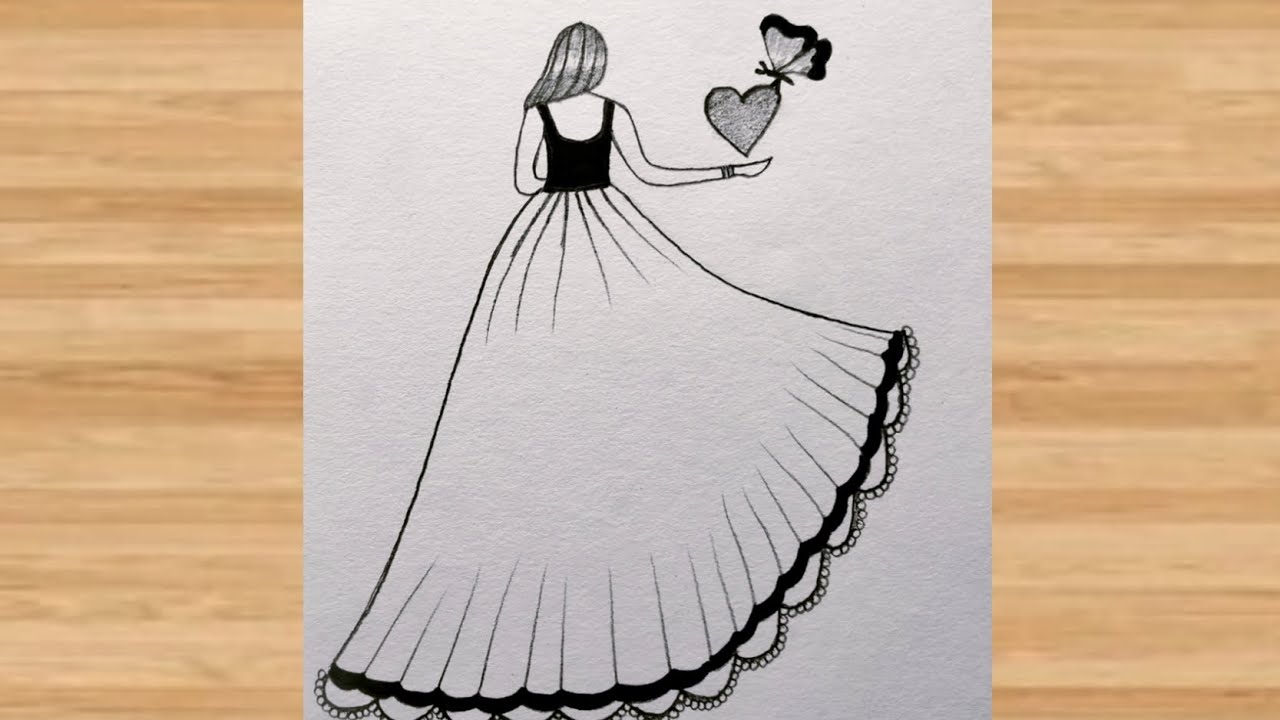 Sundar Doll With Butterfly Ka Drawing Kaise Bnay | Backside Girl With ...