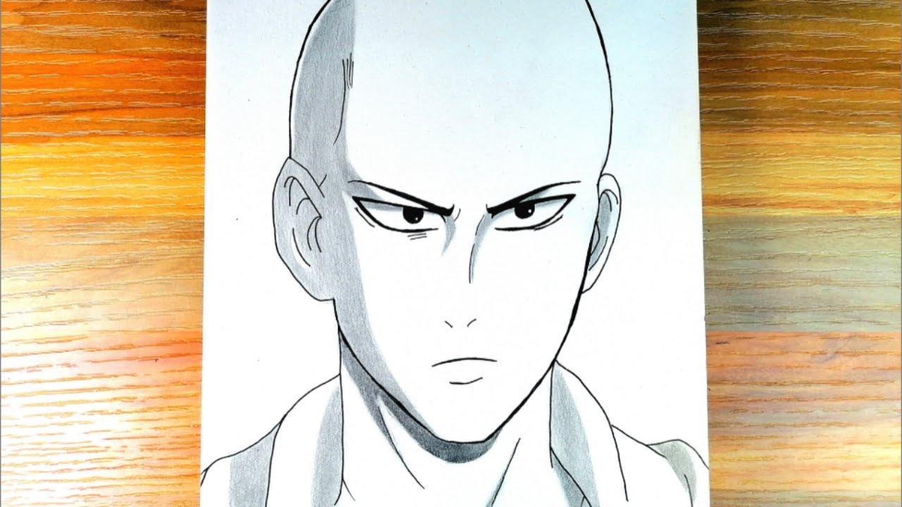 Step By Step Drawing Tutorial: How To Sketch Saitama From One Punch Man ...