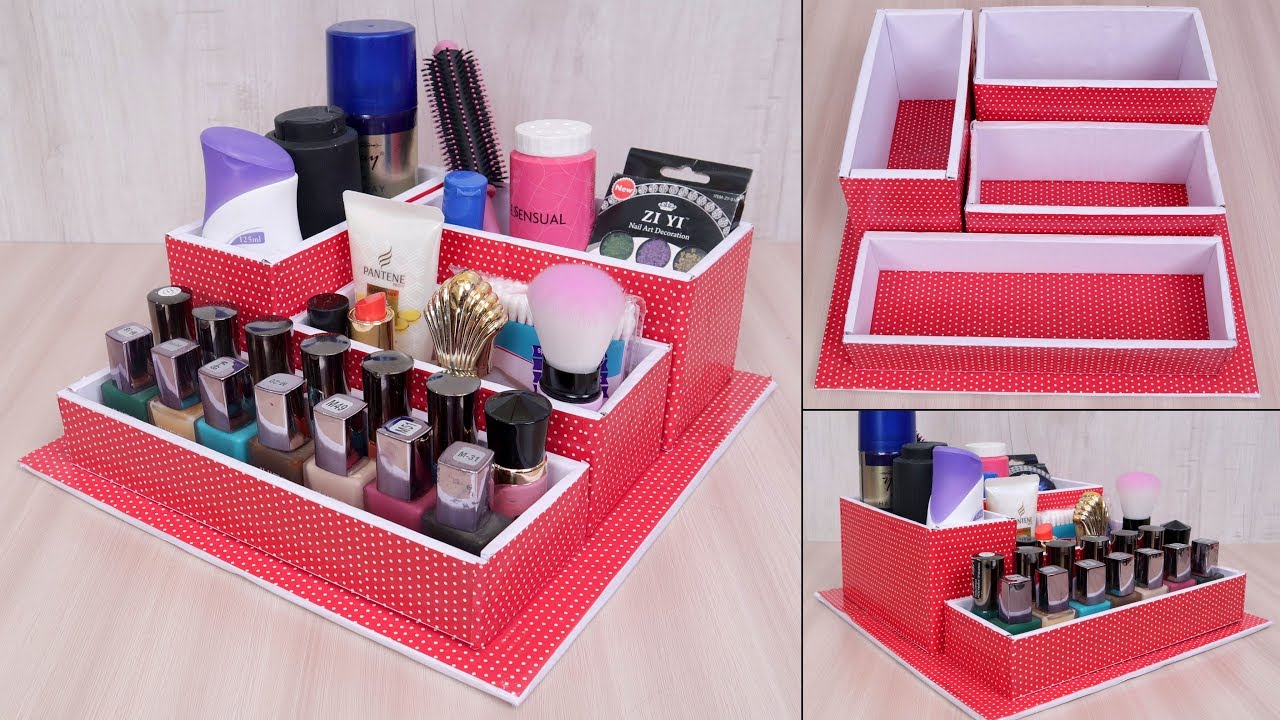 DIY Makeup Organizer... || Home Organization Craft Idea || Cardboard ...