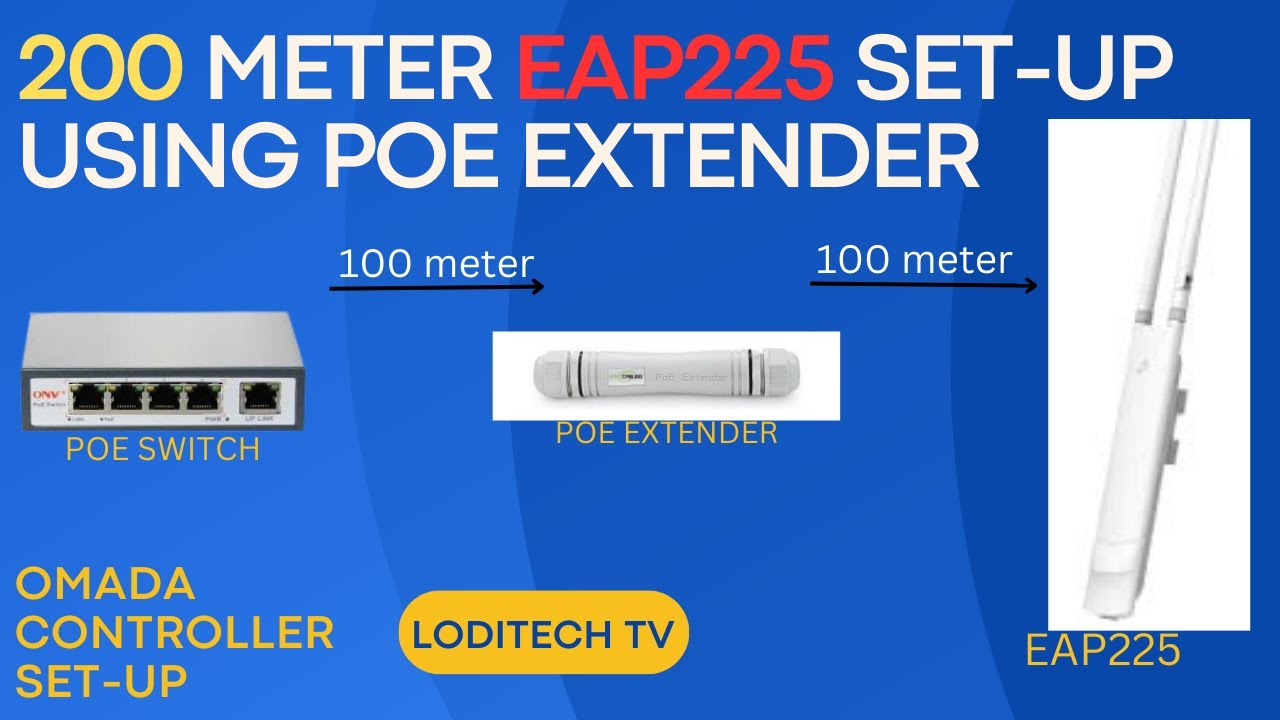 200 METER EAP225 SET-UP USING POE EXTENDER - YouTube