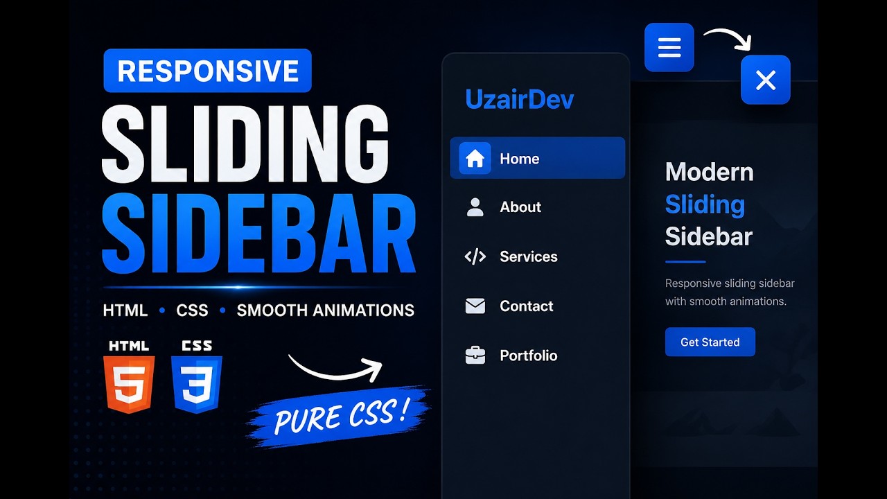 Build a Sliding Sidebar with Pure HTML & CSS Only No JavaScript! - YouTube