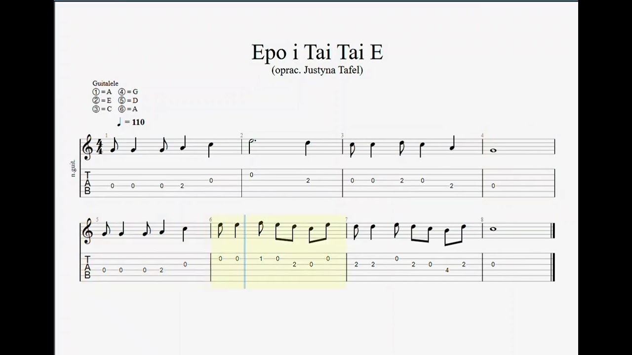 "Epo I Tai Tai E"- guitalele TAB ( Guitar Pro) - YouTube