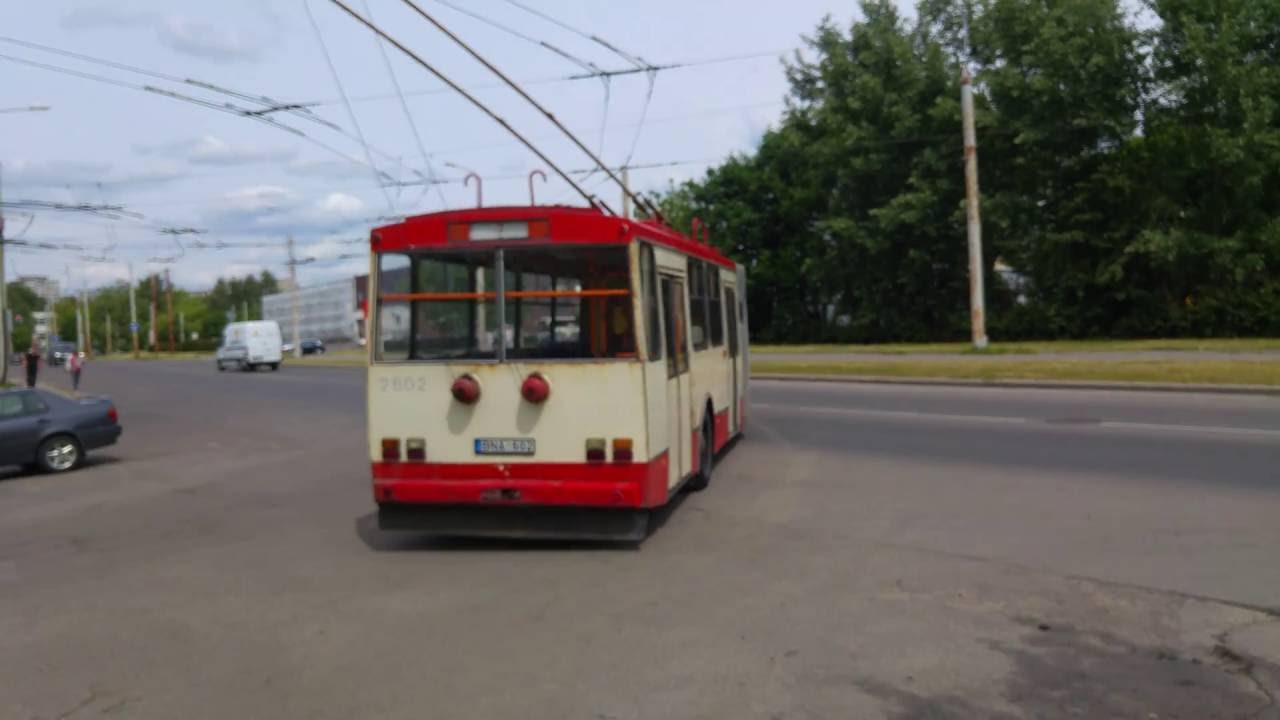 Trolleybus Škoda 15tr departing from depot Lithuania - YouTube