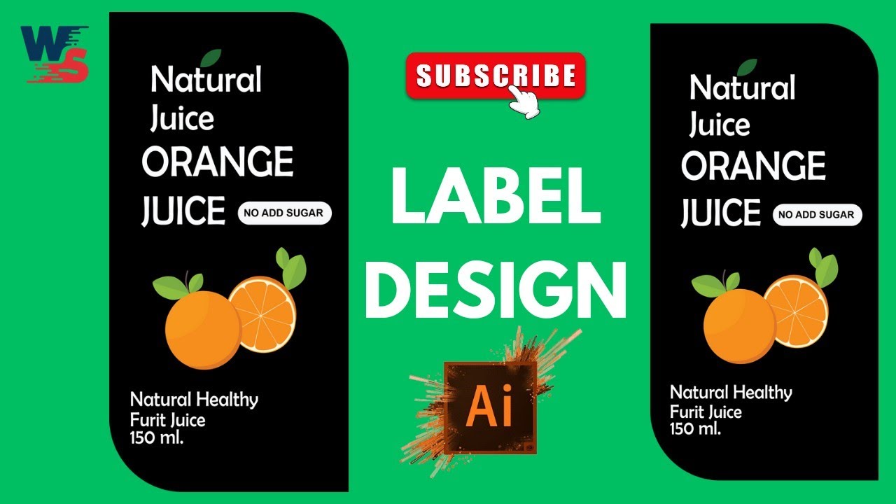 How to Design Orange Juice Label Design illustrator Tutorials lebal ...