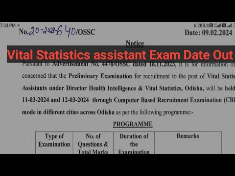 OSSC Vital Statistics assistant Exam Date Out!! Statistics assistant ...